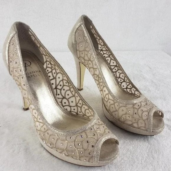Adrianna Papell | Shoes | Adrianna Papell Gold Mesh Geslyn Platform ...